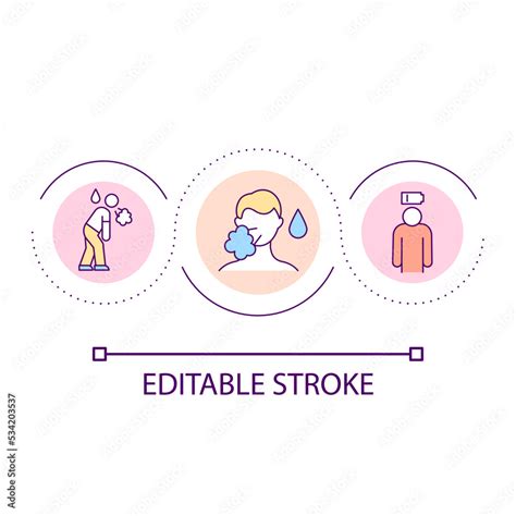 Heavy Breath And Weakness Loop Concept Icon Symptoms Of Pneumonia