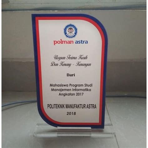 Jual Plakat Akrilik Custom Plakat Akrilik Murah Trophy Akrilik Kado