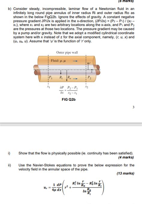 Solved Marks B Consider Steady Incompressible Laminar Chegg