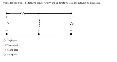 Solved What Is The Filter Type Of The Following Circuit Chegg