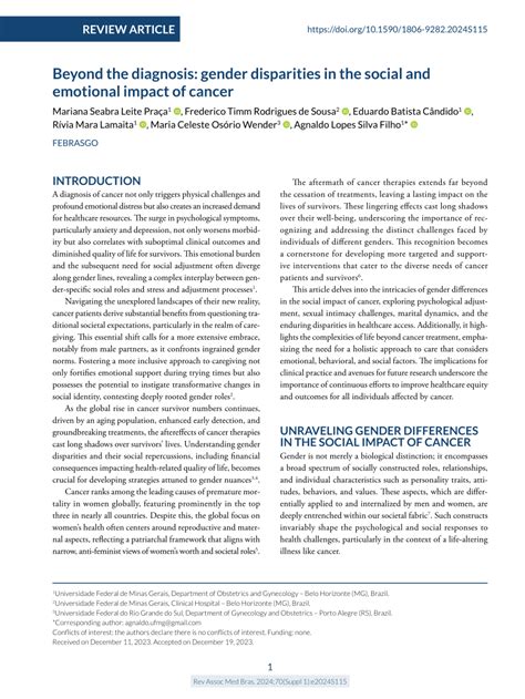 Pdf Beyond The Diagnosis Gender Disparities In The Social And