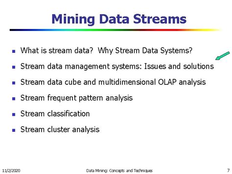 Data Mining For Data Streams 1122020 Data Mining