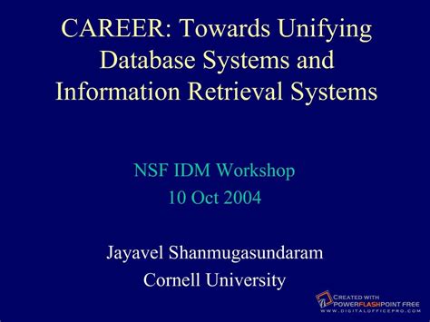 PPT CAREER Towards Unifying Database Systems And PowerPoint