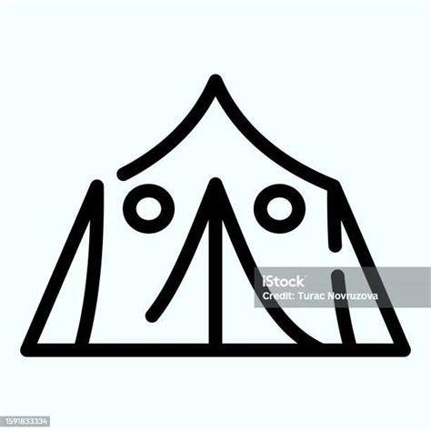 관광 텐트 라인 아이콘입니다 흰색으로 분리된 군용 텐트 벡터 그림 캠핑 쉼터 개요 스타일 및 앱을 위해 설계되었습니다 Eps
