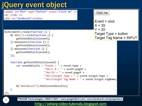 Sql Server Net And C Video Tutorial Jquery Event Object
