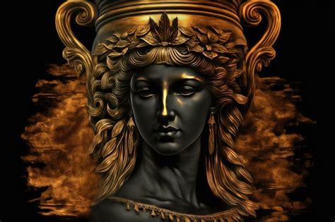 Premium Photo Gaea Greek Mythology God Black Gold Vase By Generative Ai