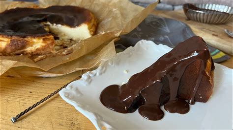 San Sebastian Or Basque Burnt Cheesecake სან სებასტიანი ან ბასკური ჩიზქეიქი შოკოლადის ტოპინგით