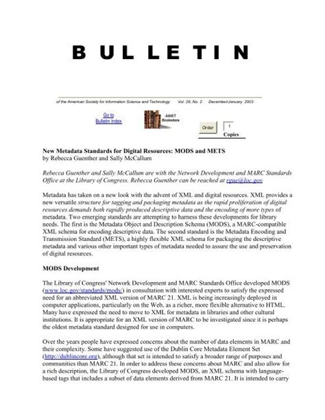new metadata standards for digital resources mods and mets