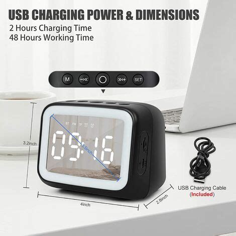 Radio RéVeil avec Haut Parleur Bluetooth Chargement USB ou Horloge