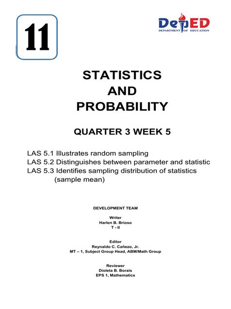 11sp Q3 Week 5 Download Free Pdf Sampling Statistics Mean