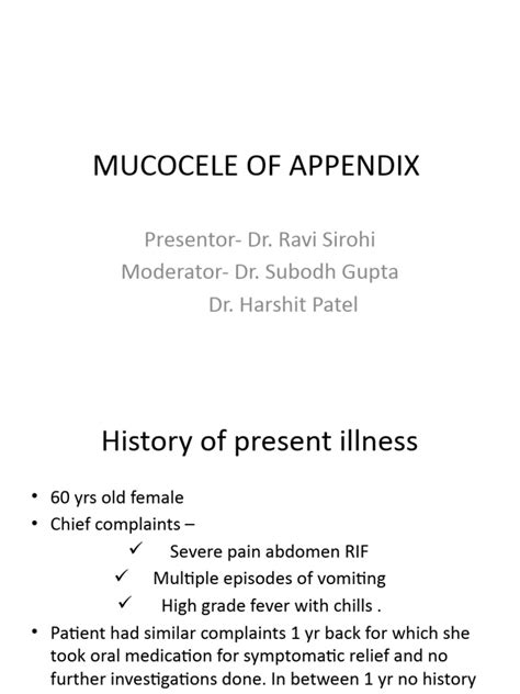Rare Presentation Of Mucocele Of Appendix Pdf