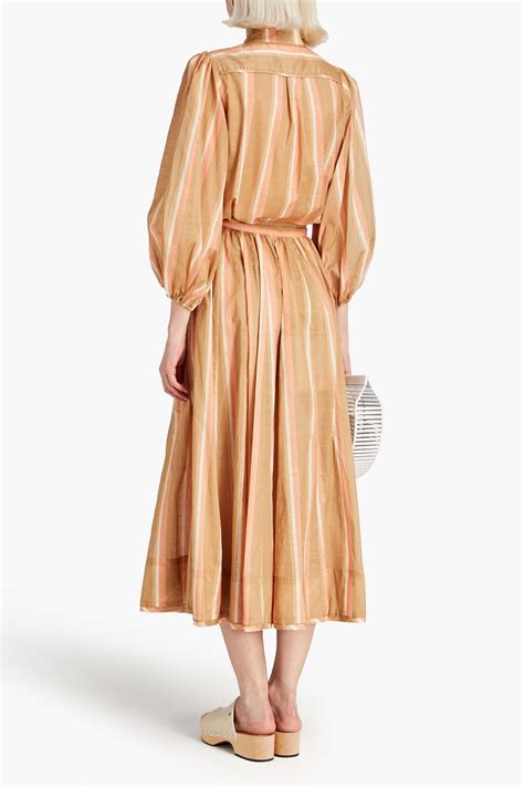 Zimmermann Gathered Striped Cotton Midi Skirt Sale Up To 70 Off