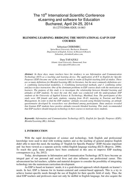 Pdf Blended Learning Bridging The Motivational Gap In Esp Courses