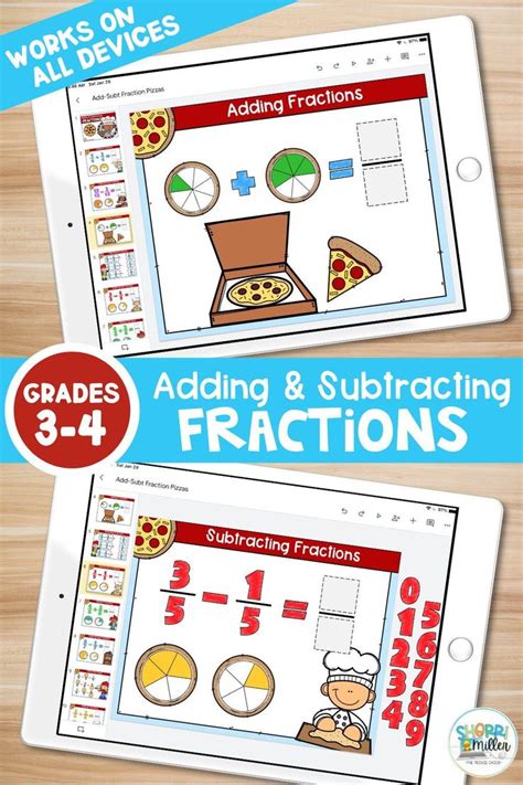 Adding And Subtracting Fractions With Like Denominators Digital Math Activity Adding And