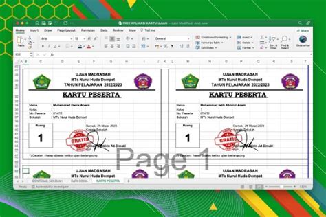 Aplikasi Cetak Kartu Ujian Format Excel Xlsm Sekolah