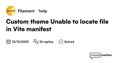 Custom Theme Unable To Locate File In Vite Manifest Filament