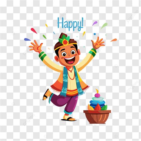 Happy Indian Holi Festival 2d Cartoon Projeto De Design Vector Png