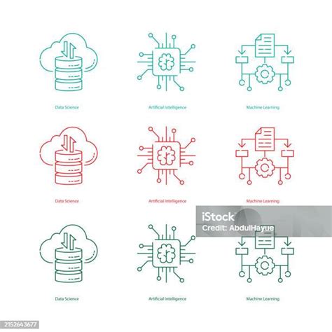 Artificial Intelligence Ai Machine Learning Ml Data Science Vector Illustrtaion Icon Designs