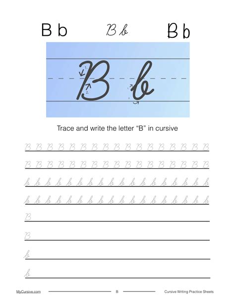 Cursive B Full Tutorial And Worksheet