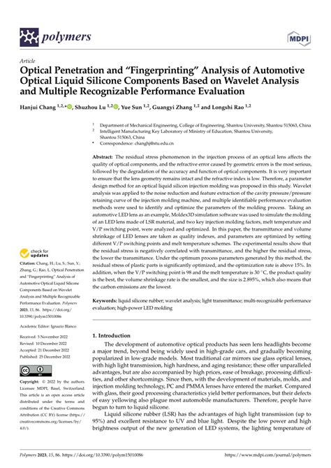 pdf optical penetration and “fingerprinting” analysis of automotive optical liquid silicone