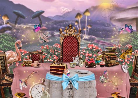 Alice In Wonderland Mad Hatters Tea Party Inspired Background Etsy Uk