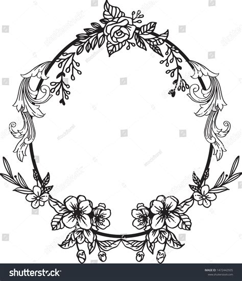 Flower Frame Motif Sketch Design Elegant 库存矢量图（免版税）1472442935