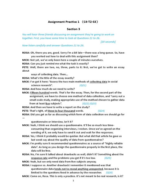 Assignment Practice 1 Transcript C4 T2 S3 Pdf Survey Methodology