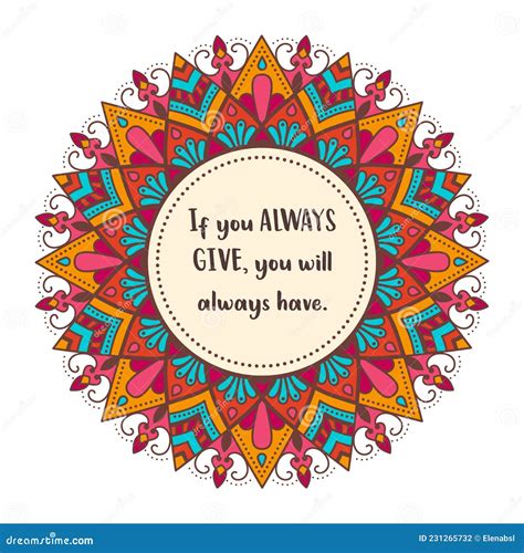 Colorful Mandala With Motivational Quote Stock Vector Illustration Of