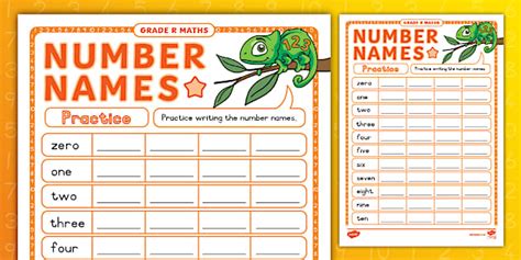 Grade R Worksheet Practise Writing Number Names Twinkl