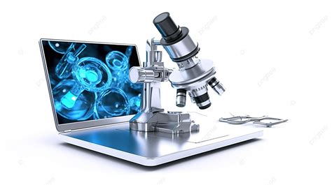 Cutting Edge Laboratory Technology Laptop Connected Microscope In A Modern Science Setting