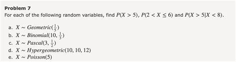 Solved Problem For Each Of The Following Random Variables Chegg