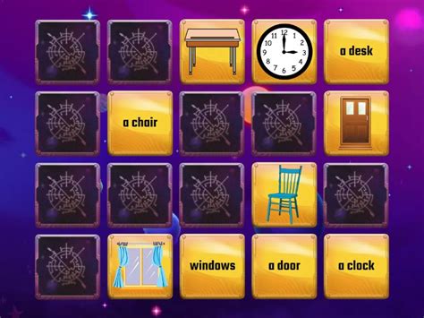 Classroom Items Matching Pairs