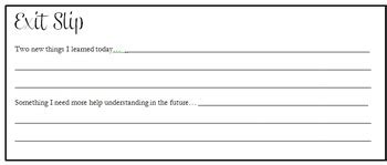Simple Exit Slip By Miss G S Teaching Solutions TPT
