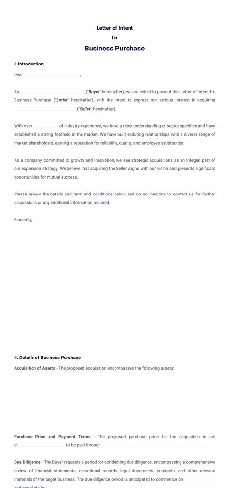 Letter Of Intent To Buy A Business Template Prntbl