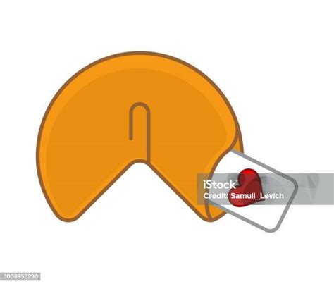 포춘 쿠키 사랑 격리입니다 종이 예측에 심장입니다 벡터 일러스트 레이 션 개념에 대한 스톡 벡터 아트 및 기타 이미지 개념