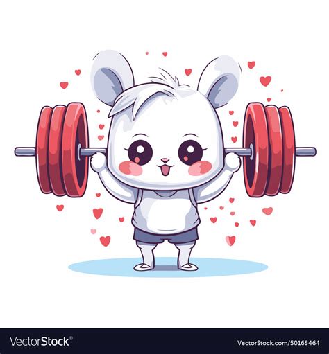 Cute Cartoon Rabbit Lifting Weights Royalty Free Vector