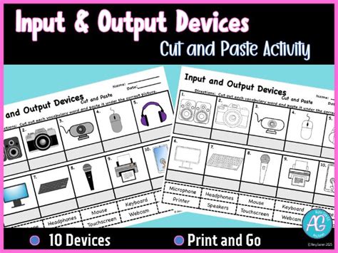 Input And Output Devices Free Digital Literacy Cut And Paste Year 1 2