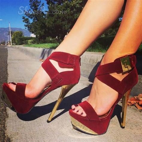 Glaring Metal Heel Platform Ankle Strap High Heel Shoes Sexy High Heels