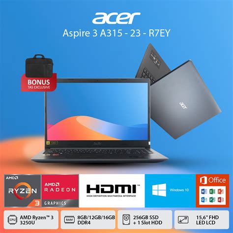 Promo Acer Aspire 3 A315 23 R7ey 15hd Ryzen 3 3250u 16gb Ssd 256gb M2