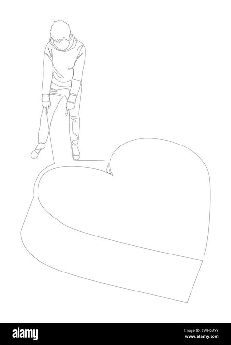 One Continuous Line Of Man Pointing With Finger At Heart Thin Line Illustration Vector Concept