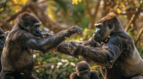 Free Gorillas In Interaction Image Gorillas Interaction Playful