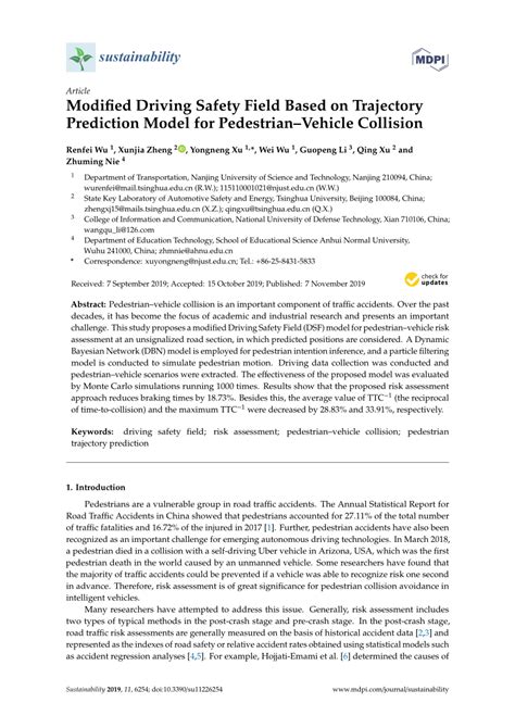 Pdf Modified Driving Safety Field Based On Trajectory Prediction Model For Pedestrianvehicle
