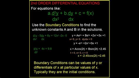Differential Eqns 2nd Order Using Boundary Conditions Youtube