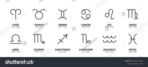 Set Astrological Zodiac Symbols Horoscope Zodiac Stock Vector Royalty