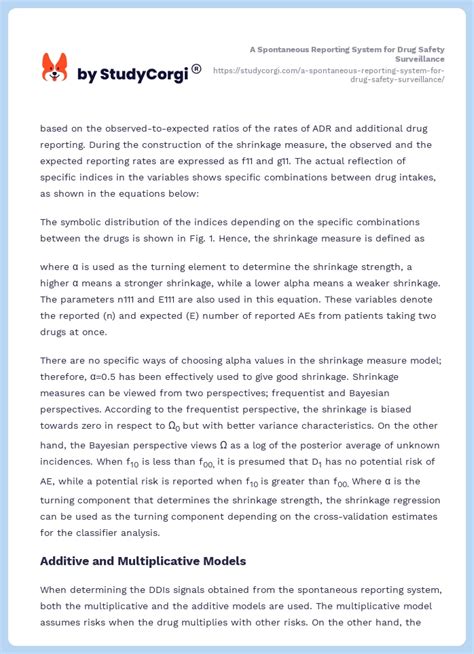 A Spontaneous Reporting System For Drug Safety Surveillance Free Essay Example