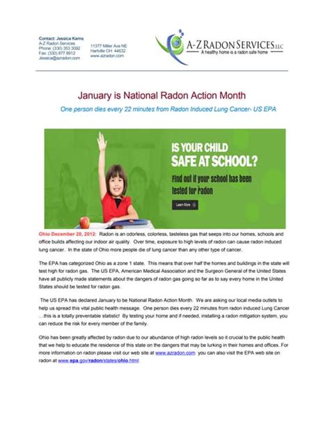 January Is National Radon Action Month Pdf