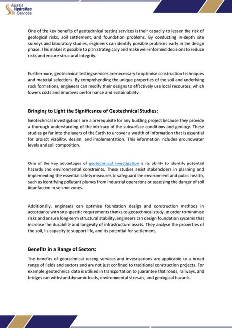 Highlighting The Value Of Geotechnical Testing Services And