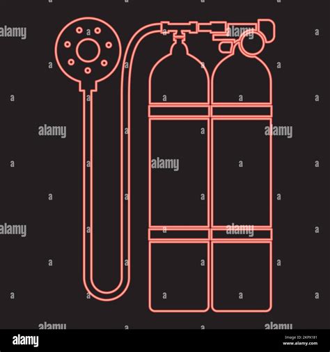 Neon Aqualung Scuba Red Color Vector Illustration Image Flat Style