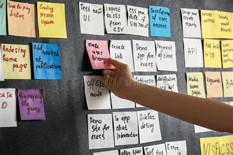Young Woman Near Scrum Task Board In Office Stock Image Image Of Young Woman Near Scrum Task Board In Office Stock Image Image Of