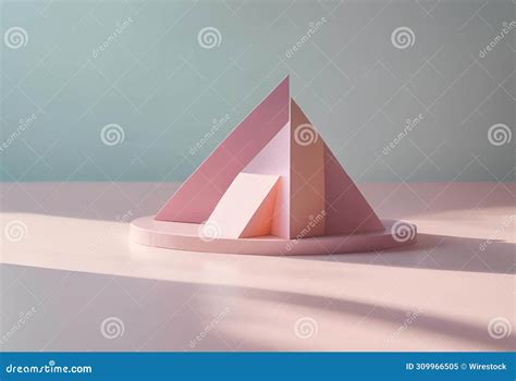 Ai Generated Illustration Of Geometric Shapes On A Soft Pink And Blue Backdrop Stock